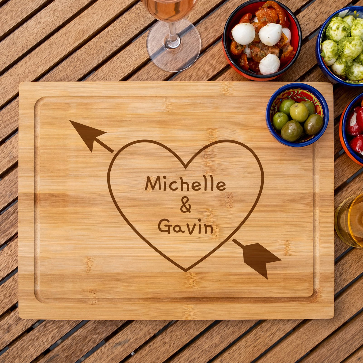 Love Heart Name Design Personalised Engraved Chopping Board ...